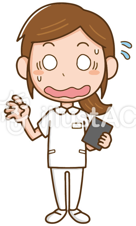 看護師看護婦おどろくびっくりイラスト - No: 1735143／無料イラストなら「イラストAC」