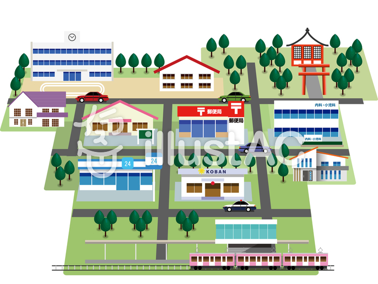 身近な街並みイラスト - No: 1500341／無料イラストなら「イラストAC」