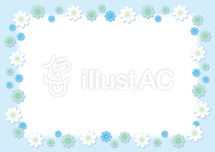 花 フレーム 青イラスト No 1226665／無料イラストなら「イラストac」