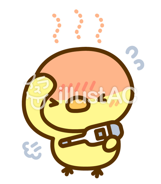 発熱したひよこイラスト - No: 2115404／無料イラストなら「イラストAC」