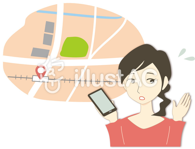 髪を結んだお姉さん-スマホ地図イラスト - No: 1399614／無料イラストなら「イラストAC」