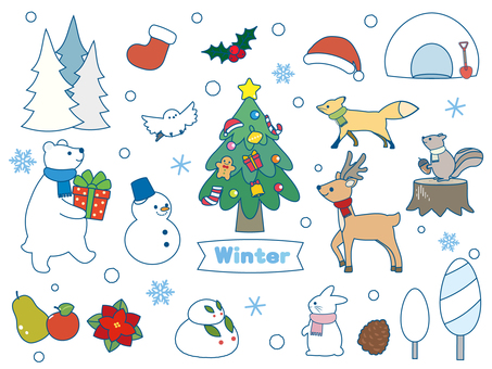 冬 素材集1イラスト - No: 1664433／無料イラストなら「イラストAC」